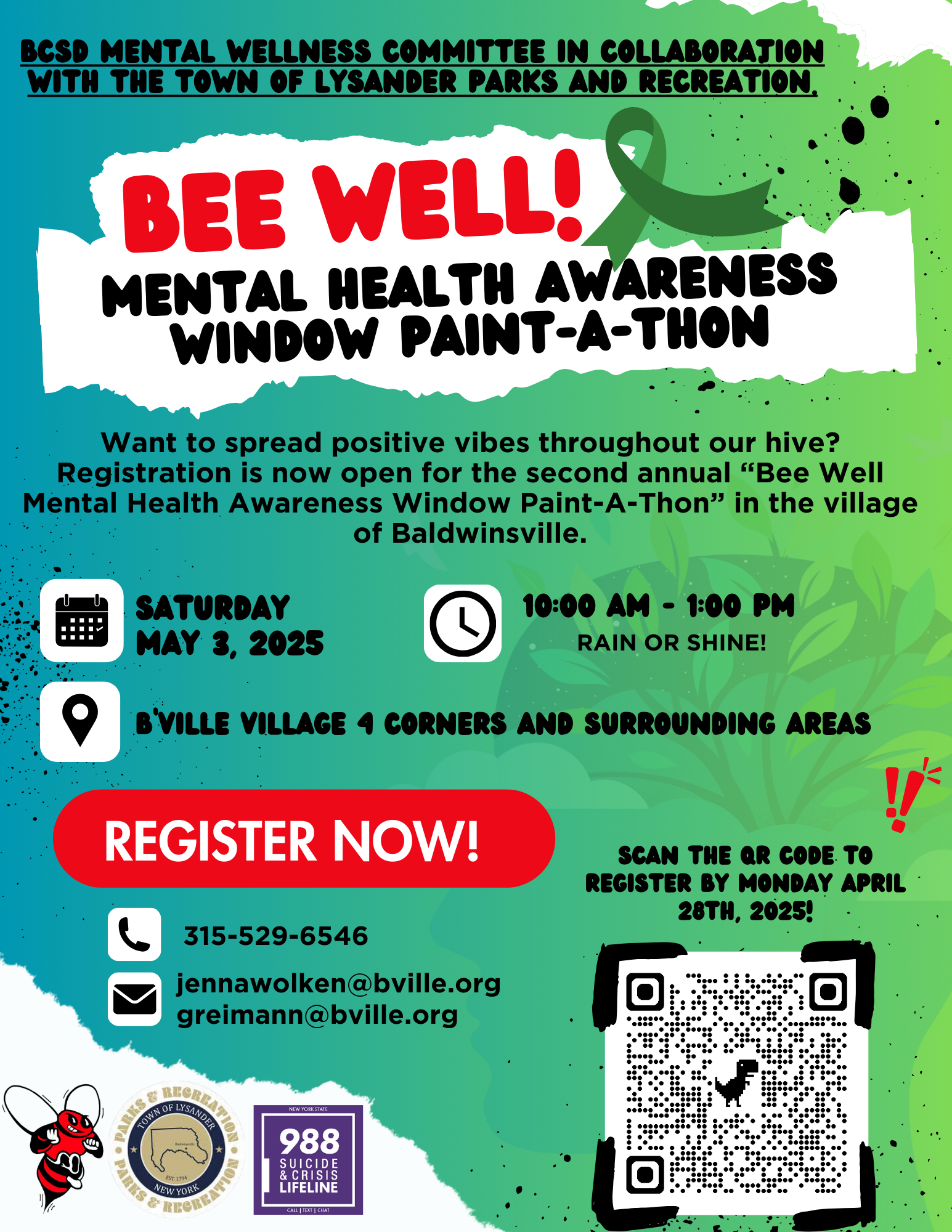 BEE Well Mental Health Awareness Window Paint - A - Thon | Town of ...